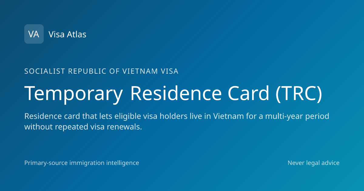 Temporary Residence Card (TRC) — Socialist Republic of Vietnam (2026 ...